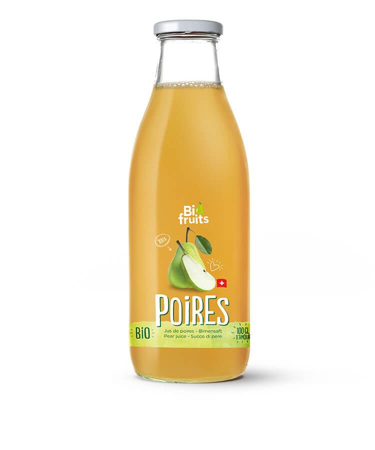 Jus de poires - Un jus savoureux aux poires suisses BIO | Biofruits
