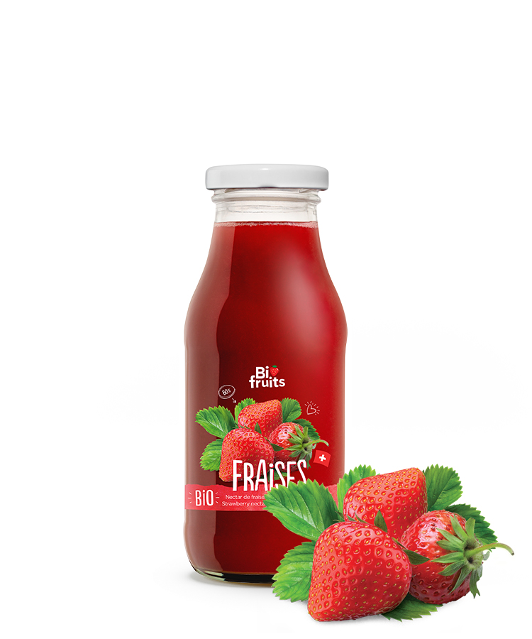 Biofruits - Nectar de fraises | L'intensité fruitée des fraises BIO